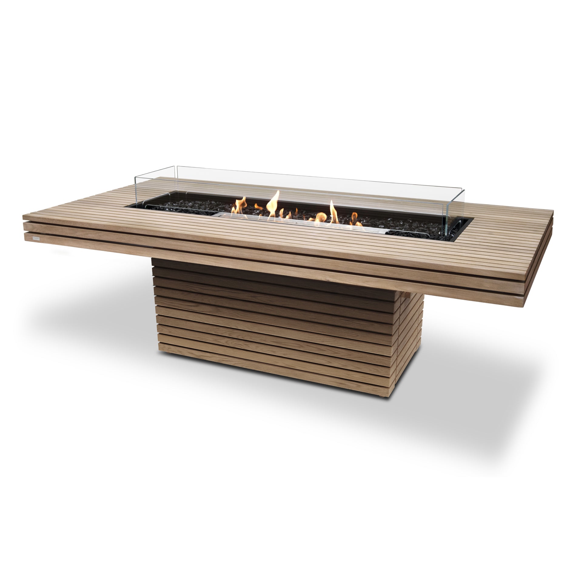 EcoSmart Fire Gin 90 Teak Dining Fire Table Set - 2Modern