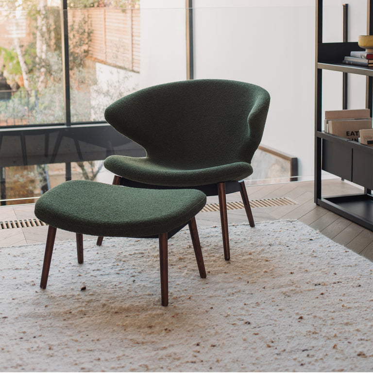 Case Furniture Ella Ottoman with Wood Legs - 2Modern