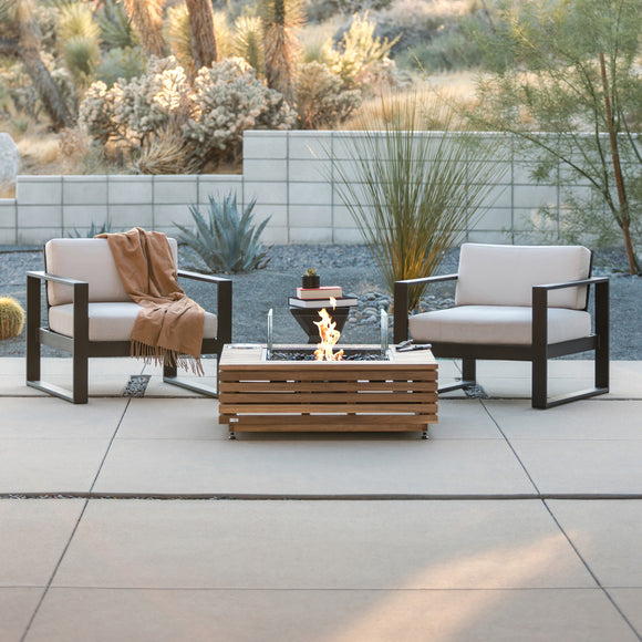 EcoSmart Fire Base 40 Teak Fire Table Set - 2Modern