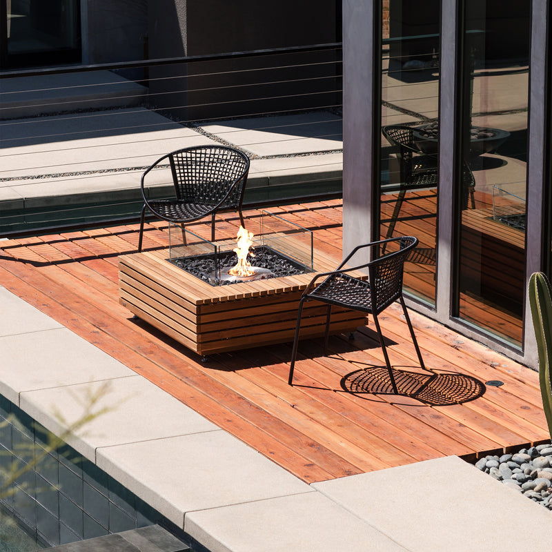 EcoSmart Fire Base 40 Teak Fire Table Set - 2Modern