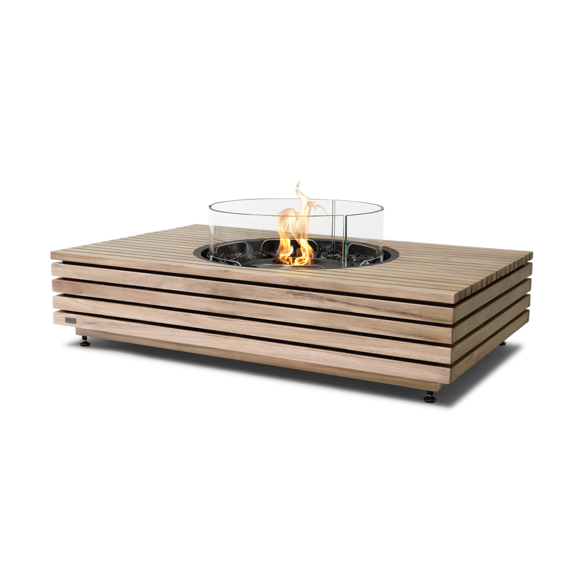 EcoSmart Fire Martini Teak Fire Table Set - 2Modern