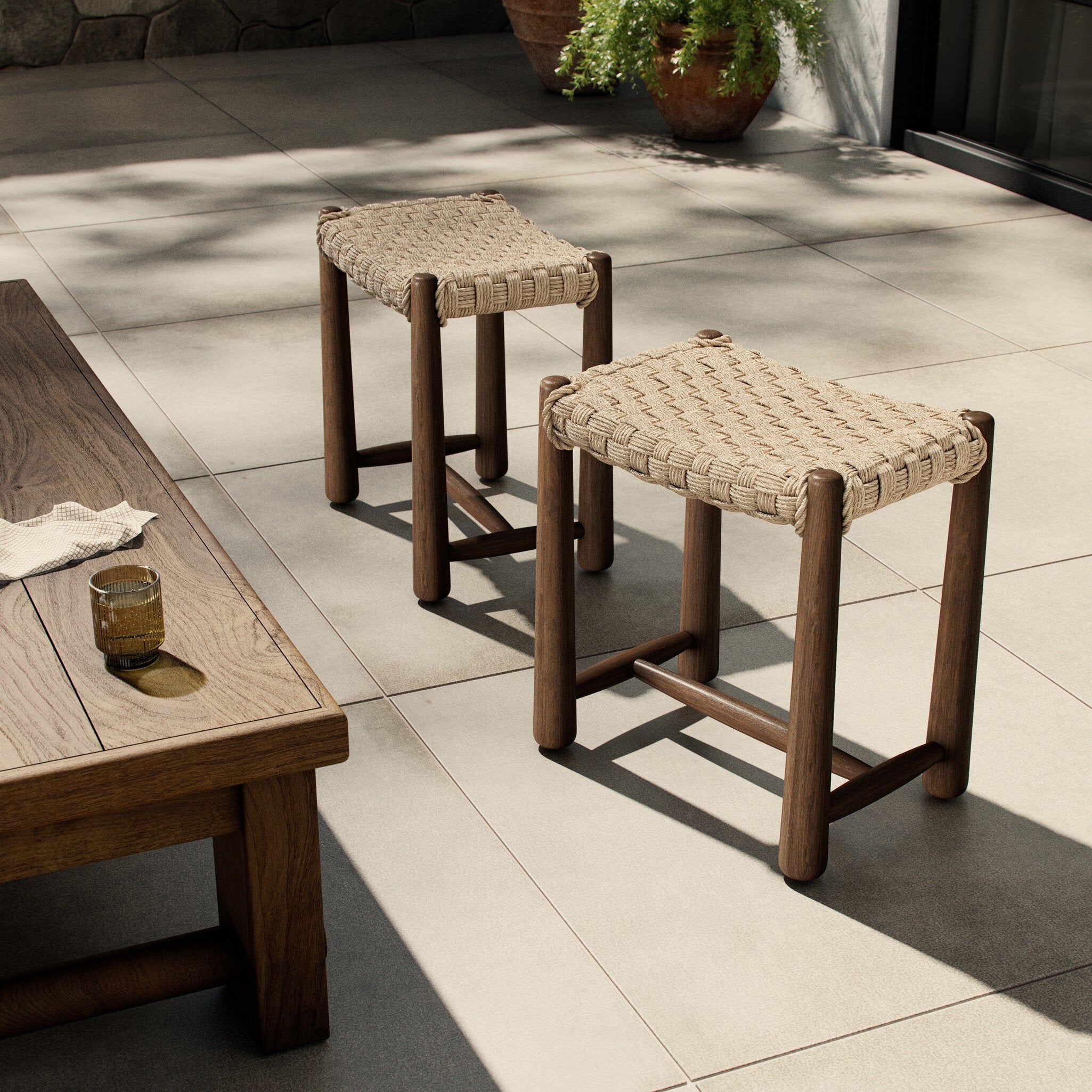 Four Hands Amber Lewis x Four Hands Savio Outdoor Low Stool - 2Modern