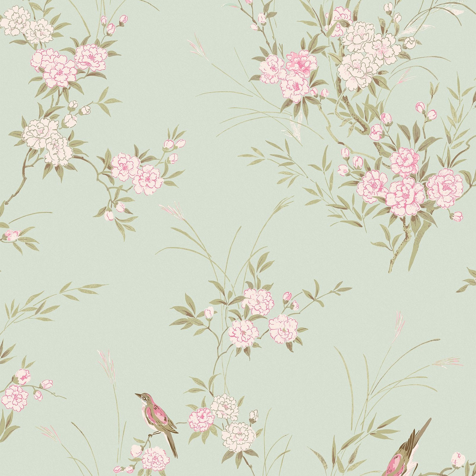 Graham & Brown Rachel Ashwell Bird Chinoiserie Blue Gold Wallpaper ...