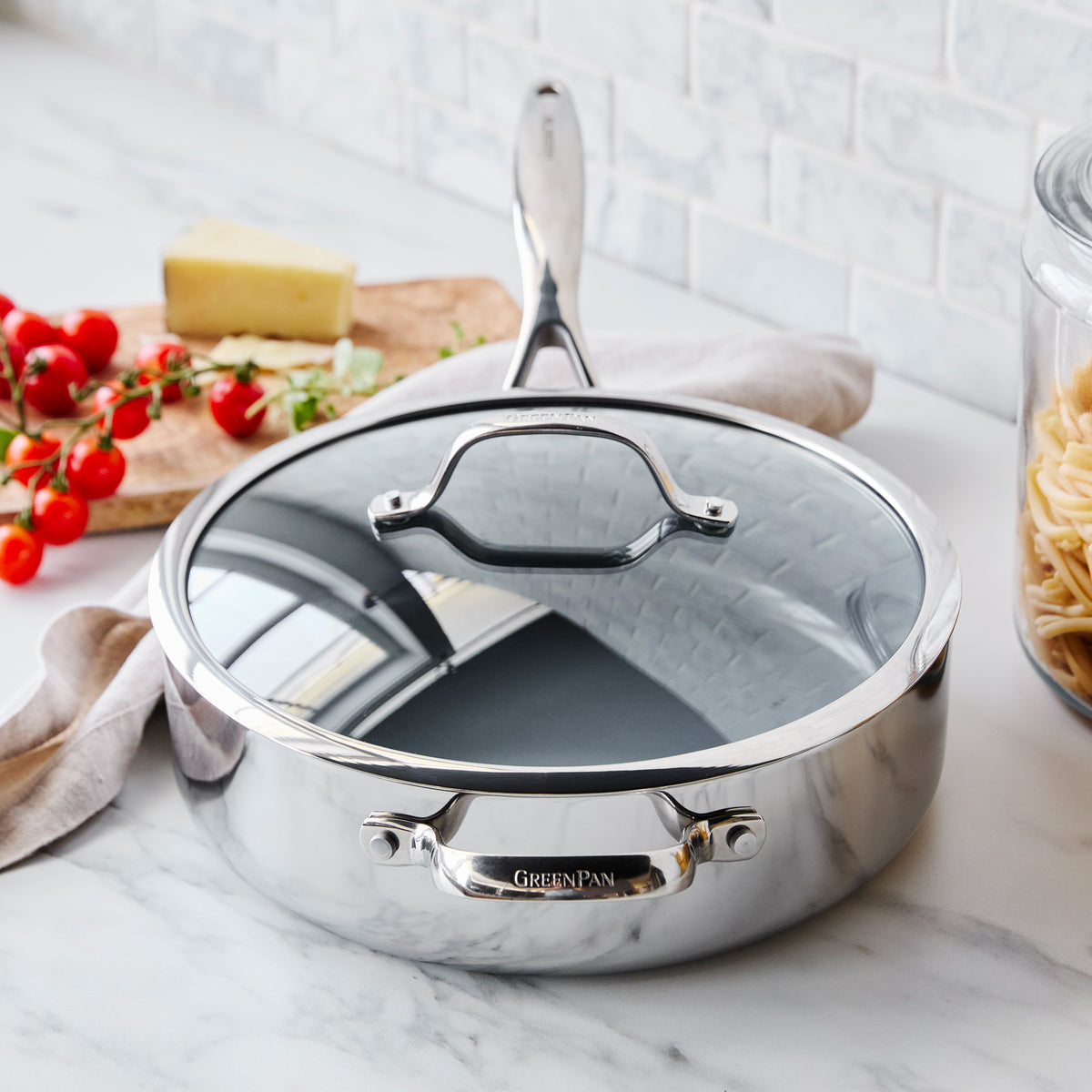 Greenpan Valencia Pro Saute Pan with Lid and Helper Handle - 2Modern