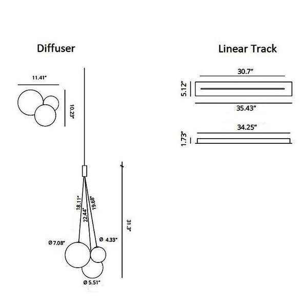 Lodes Random 7-Light Linear Pendant Light - 2Modern
