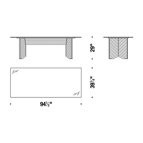 Moroso Rows Diagonal Dining Table with Glass Top - 2Modern