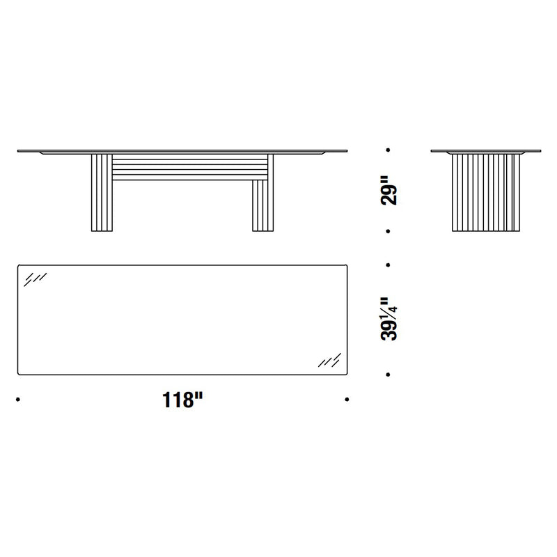 Moroso Rows Vertical Dining Table with Glass Top - 2Modern