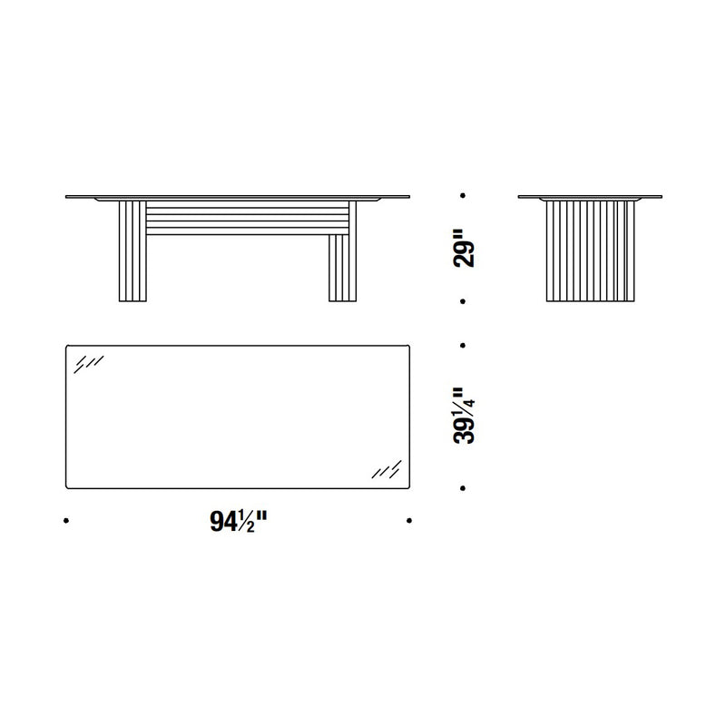 Moroso Rows Vertical Dining Table with Glass Top - 2Modern