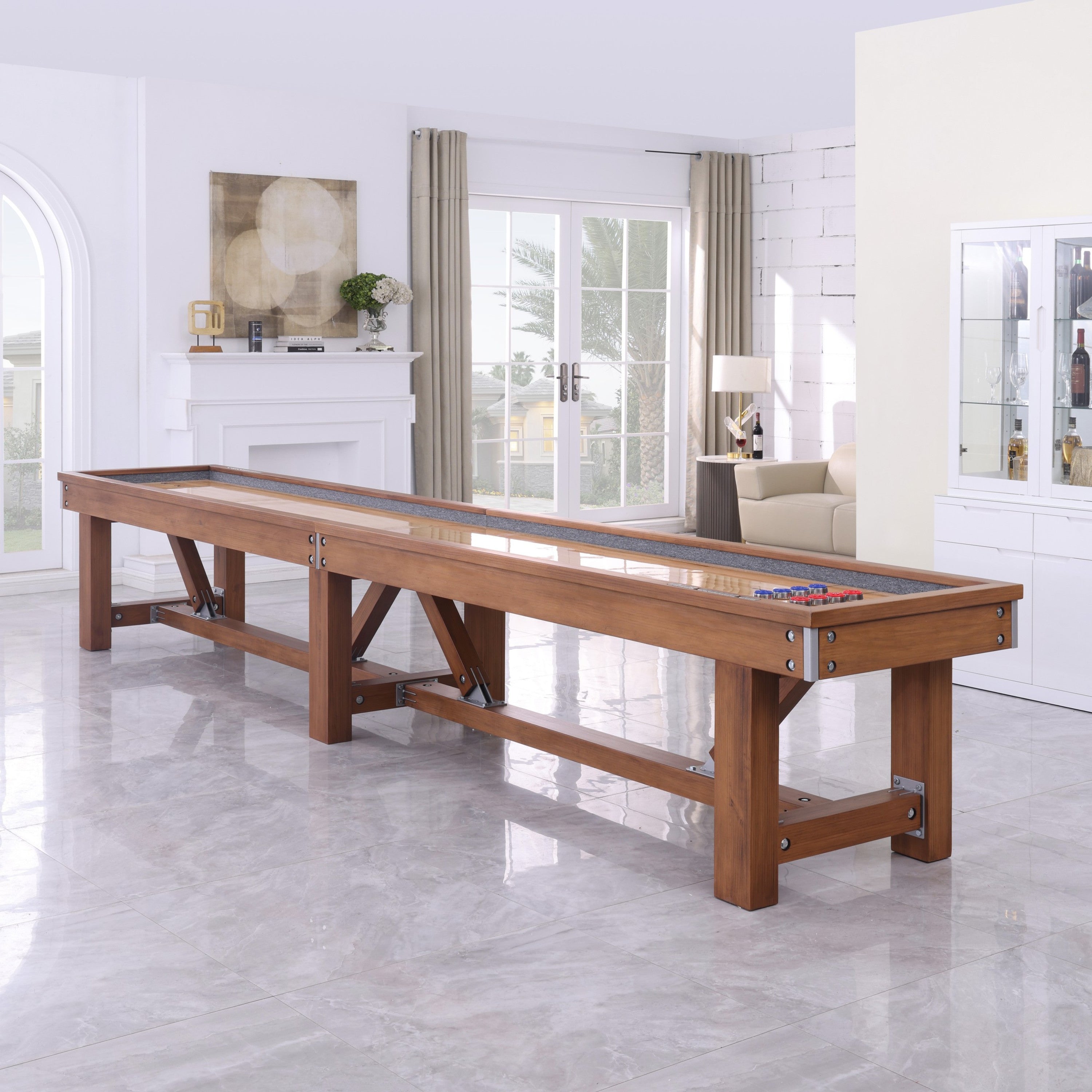 Playcraft Willow Bend Pro-Series Shuffleboard Table with Butcher Block ...