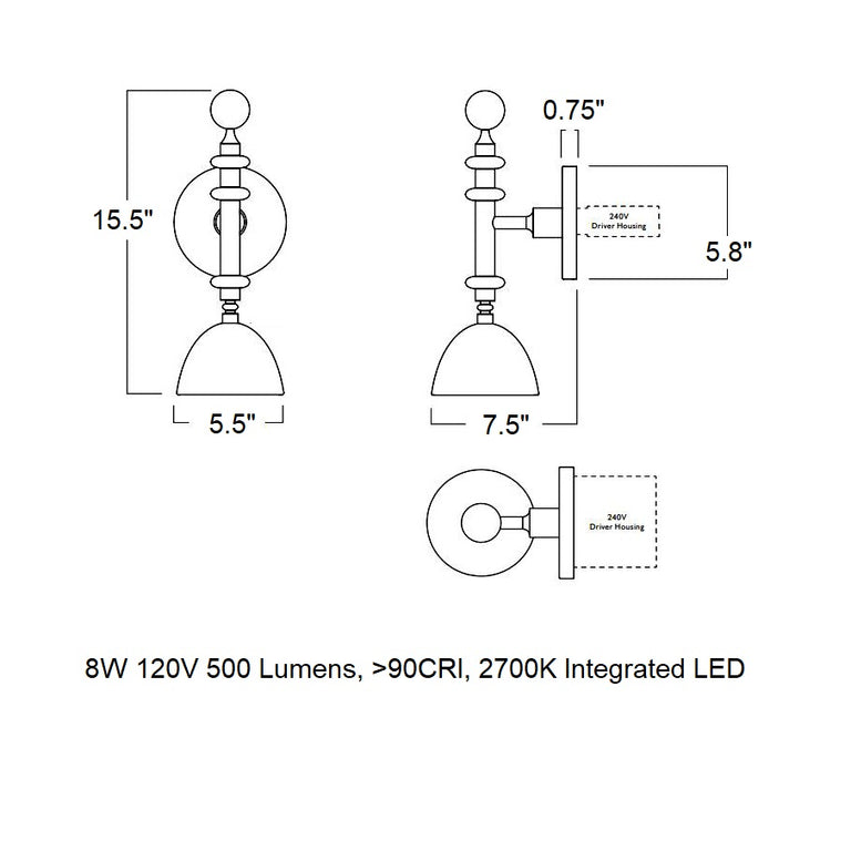 Roll and Hill Del Playa LED Wall Sconce - 2Modern