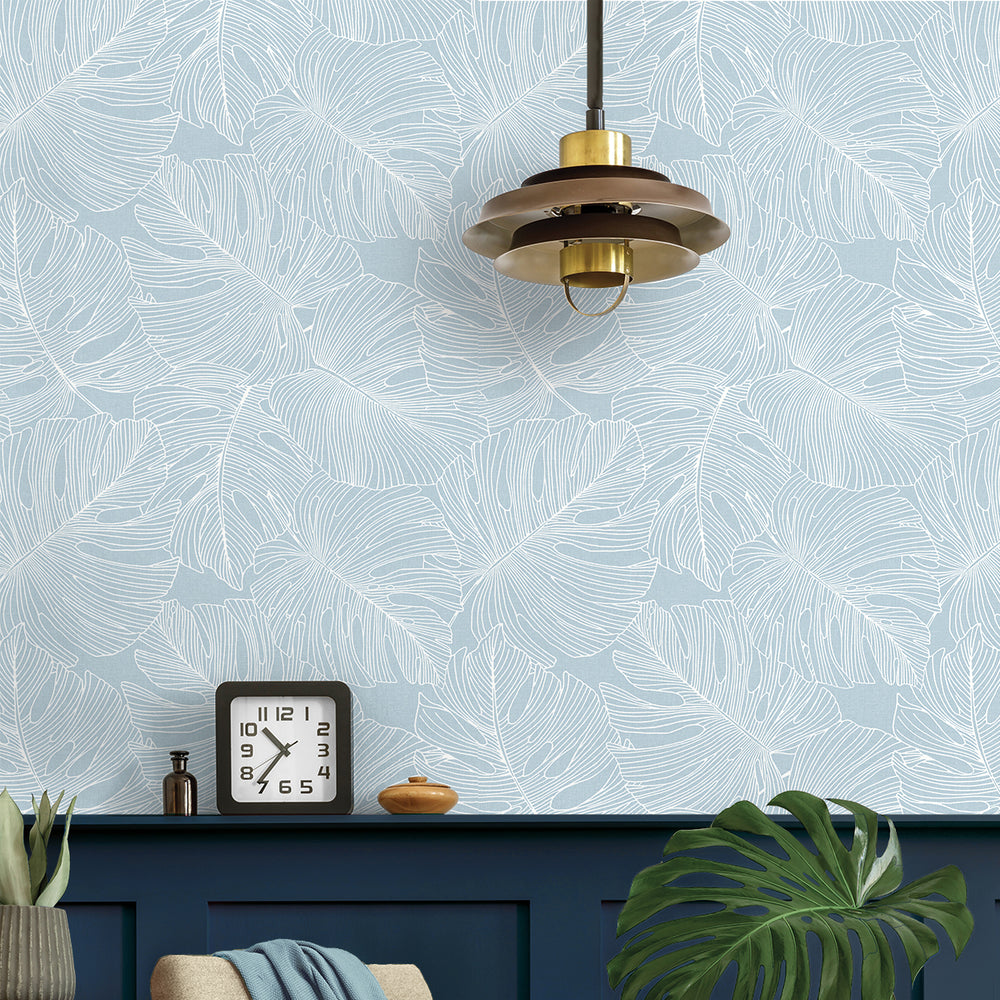 Seabrook Designs Summer House Tarra Monstera Leaf Wallpaper - 2Modern