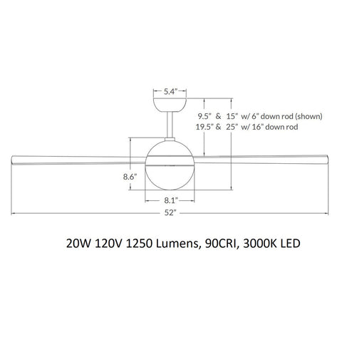 Modern Fan Ball 52 Inch LED Ceiling Fan - 2Modern