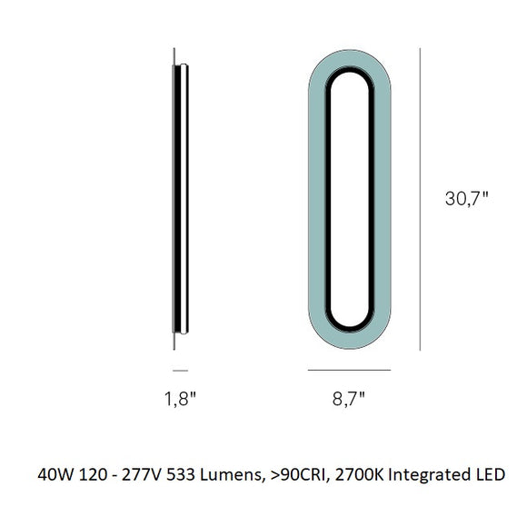 LZF Lens Super Oval LED Wall Sconce - 2Modern