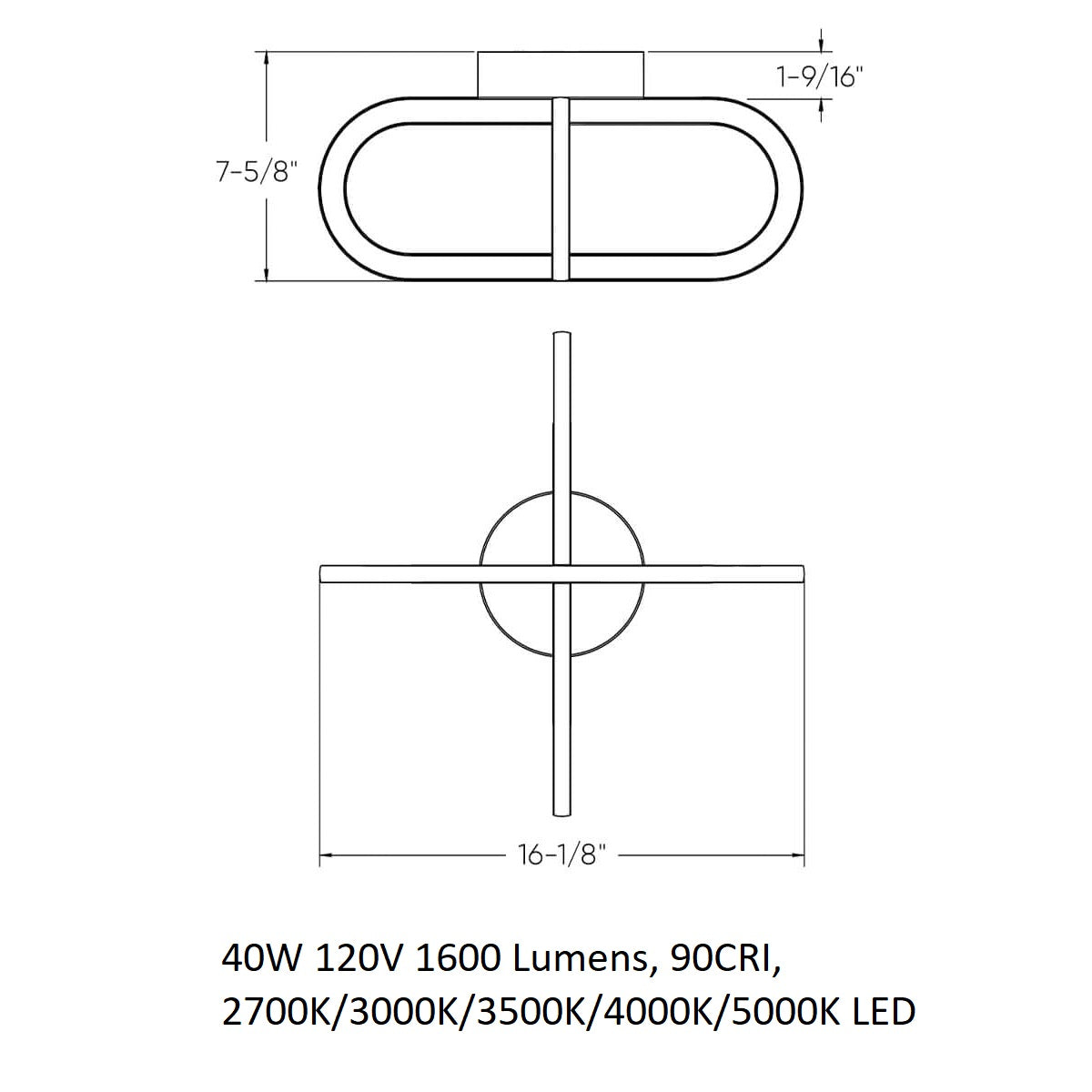 Dals Atom Vertical Ring LED Flush Mount - 2Modern