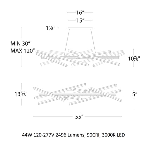 dweLED for WAC Lighting Parallax LED Linear Pendant Light - 2Modern