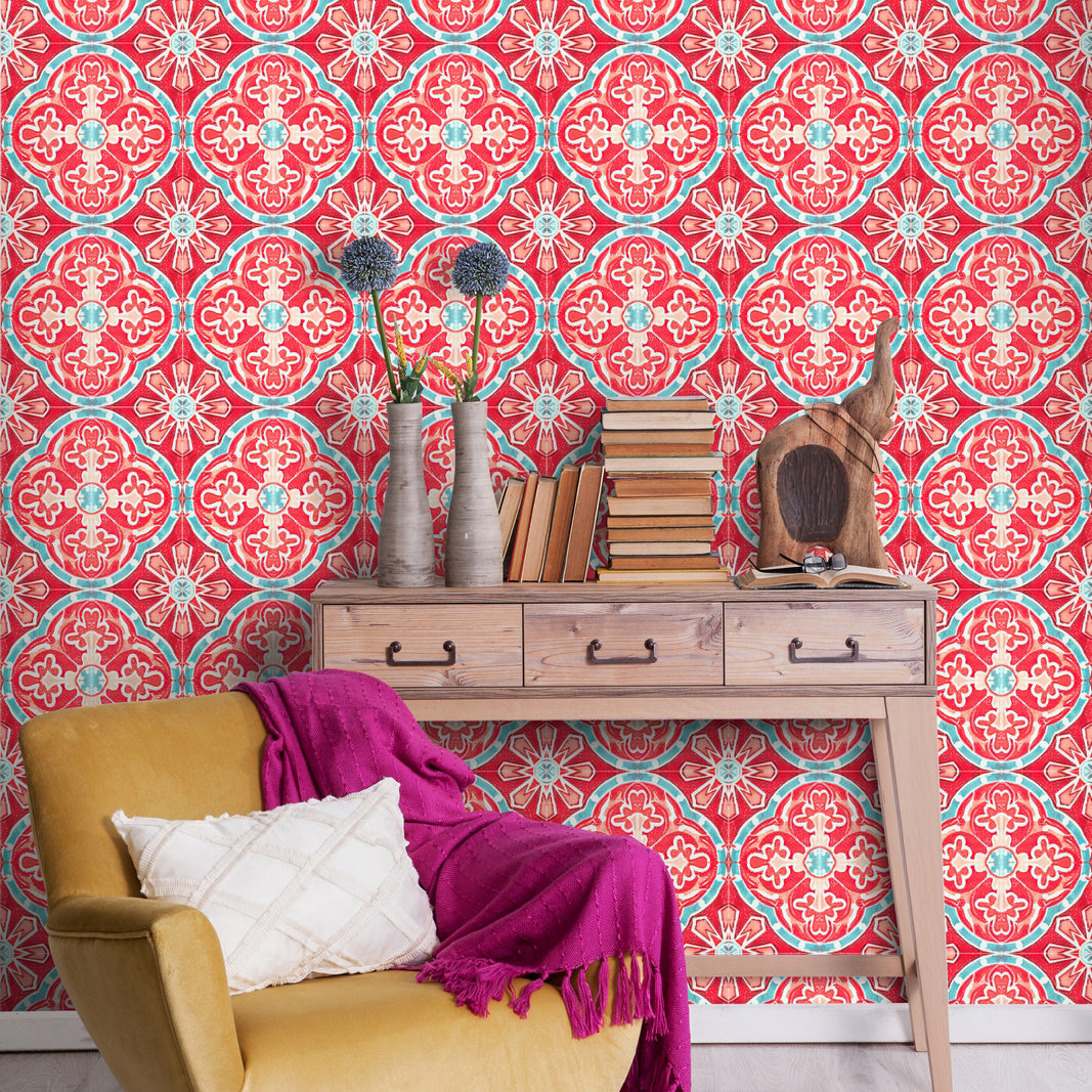 Mind The Gap Rufous Tile Wallpaper - 2Modern