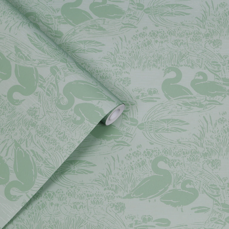 Graham & Brown Laura Ashley Swans Wallpaper Dove Grey Wallpaper - 2Modern