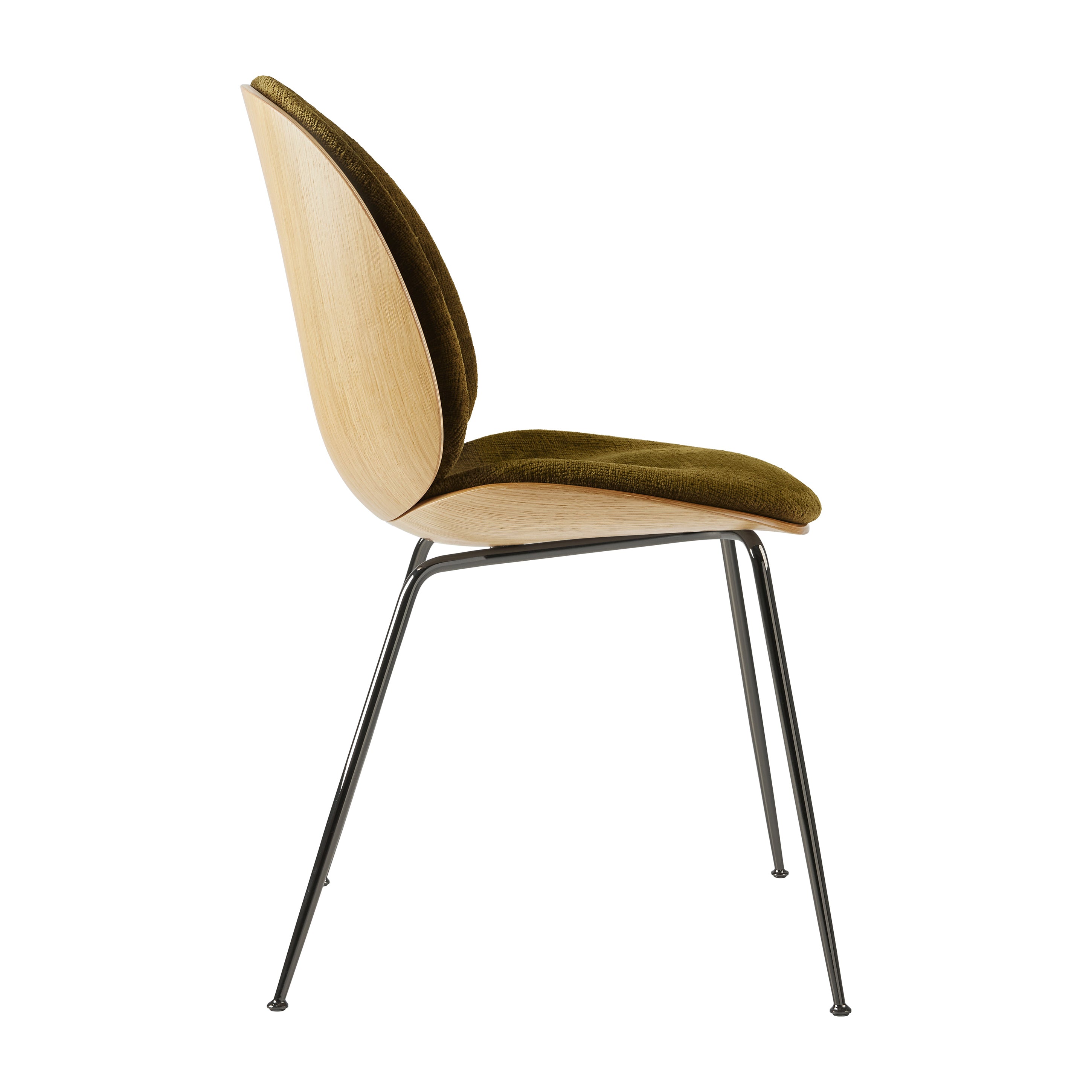 Gubi Beetle 3D Veneer Front Upholstered Dining Chair - Metal Base - 2Modern