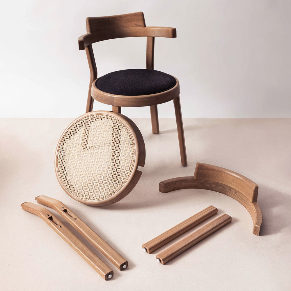 Stellar Works Pagoda Cane Dining Chair with Wood Legs - 2Modern
